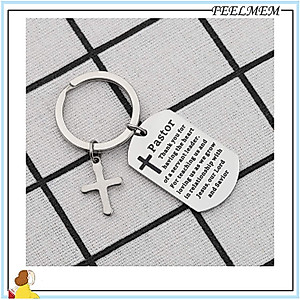 FEELMEM Pastor Gift Religious Jewelry Pastor Thank You Keychain Thank You For Having The Heart of A Servant Leader Christian Preacher Gift Church Gift Pastor Appreciation Gift (silver)