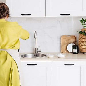 Ravinte 10 Pack Cabinet Pulls 5 Inch Matte Black Curved Drawer Pulls for Kitchen Cupboard Arch Pulls for Dresser Drawer Cabinet Hardware Come with Screwdriver