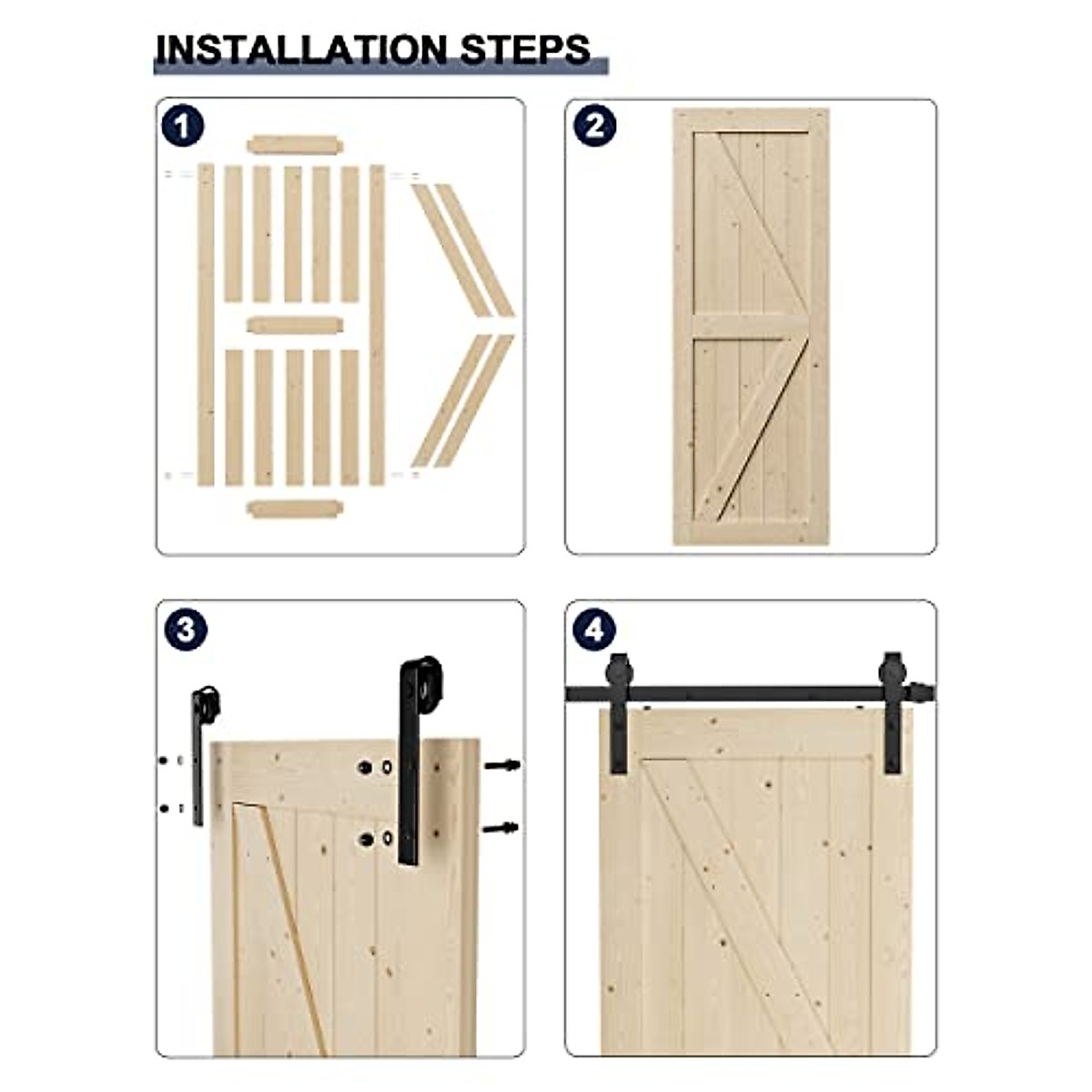 WINSOON 30in x 84 in Sliding Barn Door Interior Paneled Slab, DIY Unfinished Barn Doors Solid Spruce Wood, K Frame Planks, Pre-Drilled, Bottom Grooved, Easy to Install, Natural