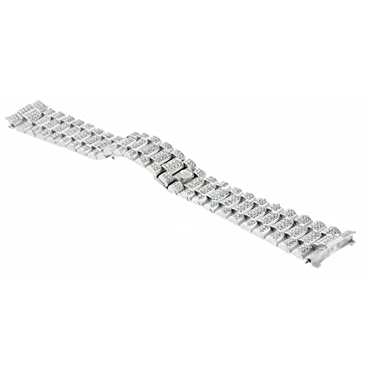 Ewatchparts 20MM 18KW PRESIDENT WATCH BAND WITH ALL DIAMOND LINKS COMPATIBLE WITH ROLEX DAY DATE 8CTS