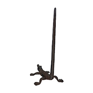 Alligator Cast Iron Animal Paper Towel Holder Bath Tissue Toilet Roll Jewelry Organizer Free-Standing Bronze Rustic Decor Crocodile 11-inch