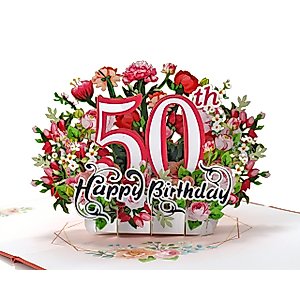 CUTPOPUP Birthday Card Pop Up, Mother's Day, 3D Greeting Card (50th Happy Birthday)