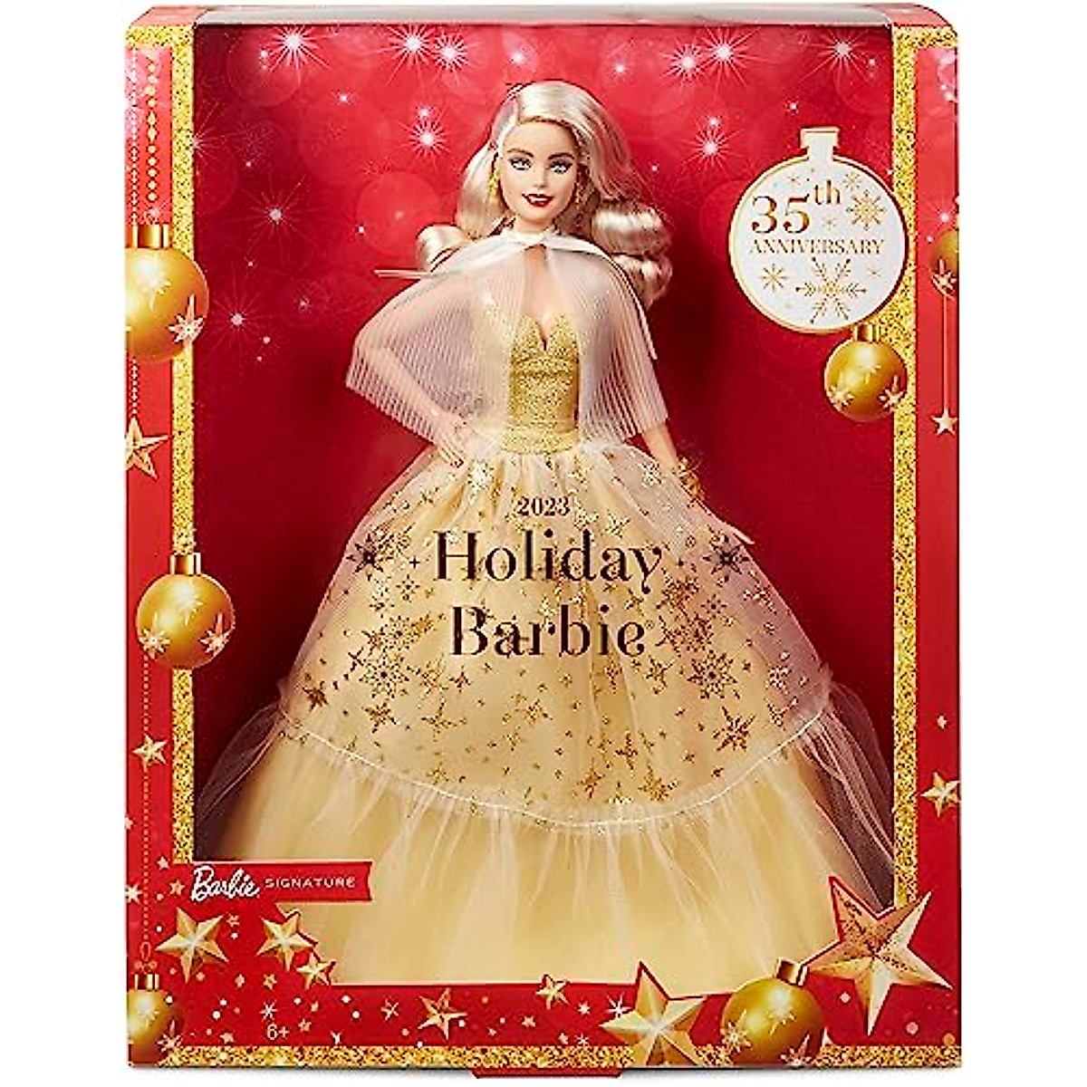 Barbie 2023 Holiday Barbie Doll, Seasonal Collector Gift, Barbie Signature, Golden Gown and Displayable Packaging, Blonde Hair