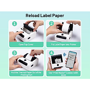 Memoqueen Label Maker Machine with 3 Roll Labels M200 Portable Label Makers, Upgrade 3 Inch Bluetooth Thermal Barcode Label Printer for Small Business/Home Use, for Retail, Logo, Labeling, Name, White