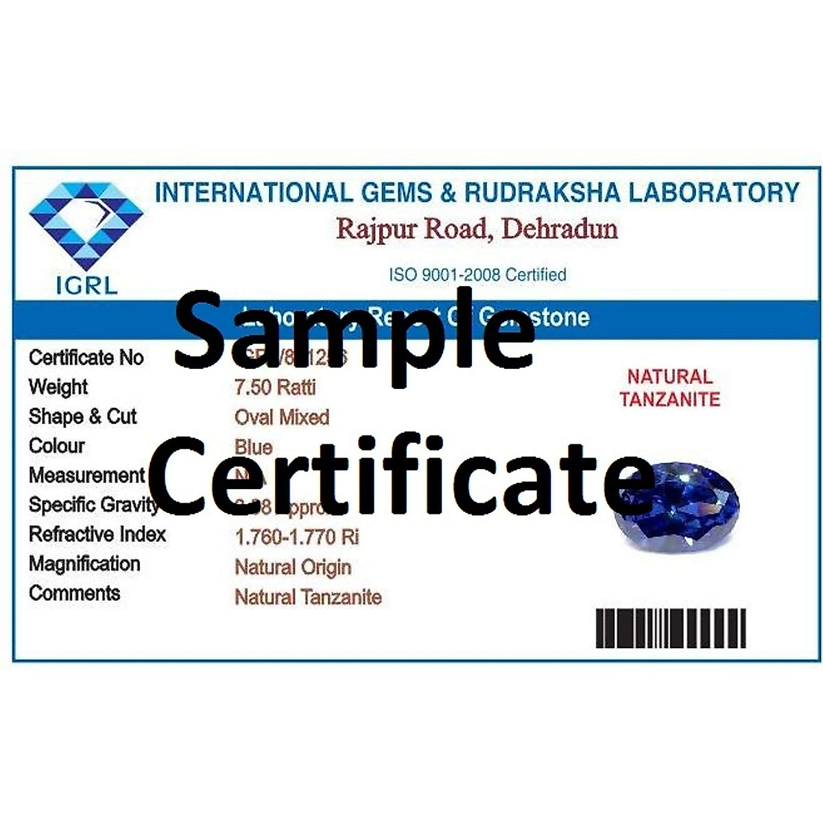 Divya Shakti 12.25-12.50 Carat Tanzanite Gemstone Silver Ring for Women