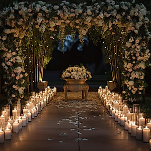 Shihanee 144 Pcs Pillar Candles and Glass Cylinder Vases Clear Cylinder Candle Holders for Slim Pillar Candles Table Decoration