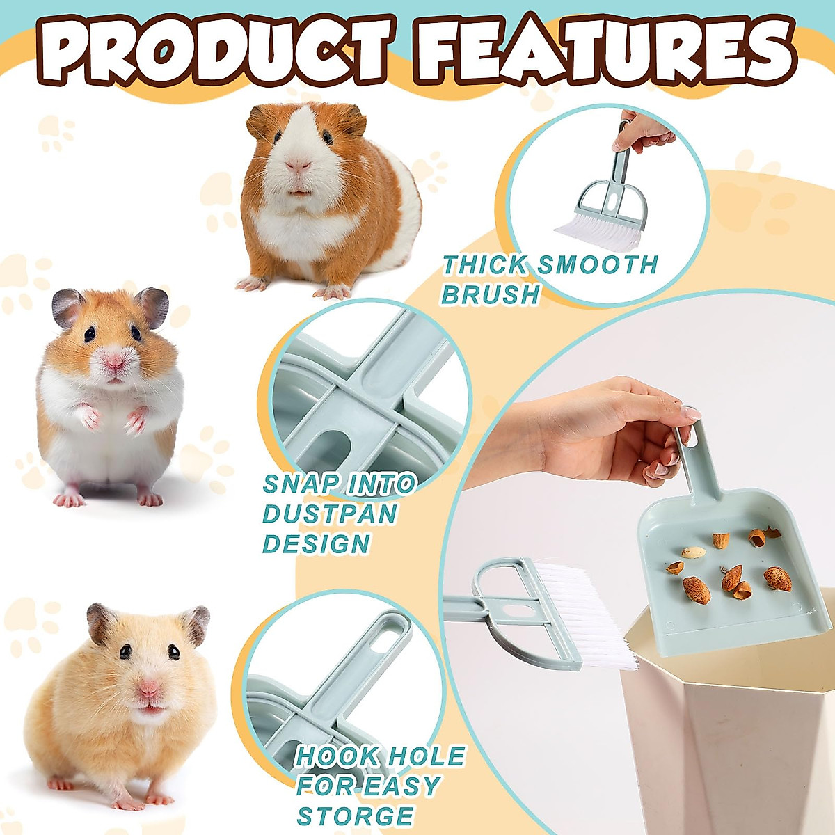 Timgle 4 Pieces Guinea Pig Cage Liners with Cleaner Set Washable Reusable Guinea Pig Bedding Absorbent for Guinea Pig Training Pad Supplies and Other Small Animals, Mixed Colors (24 x 16 Inch)