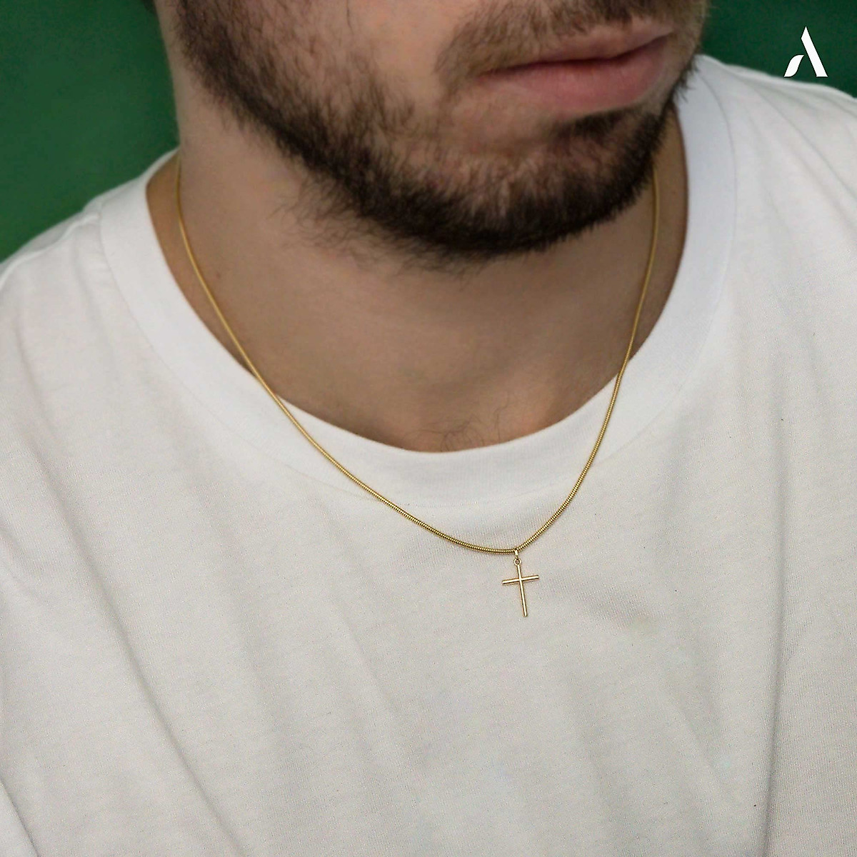 Amberta Allure Unisex 9ct Yellow Gold Cross Pendant: Small Cylindrical Cross Pendant