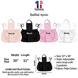 TEEAMORE Custom Embroidered Ruffle Apron Add Your Logo Kitchen Cooking Baking Grilling Maid Costume Women's Apron White