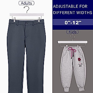 Amber Home White Wooden Pants Skirts Hangers 24 Pack, Solid Wood Trousers Bottom Hanger with 2-Adjustable Clips, Clips Hangers for Slacks, Jeans, Shorts (White, 24 Pack)