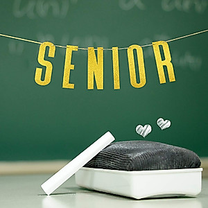 INNORU Gold Glitter Senior Banner for Congrats Grad Banner - High School College Graduation Party Bunting Decoration