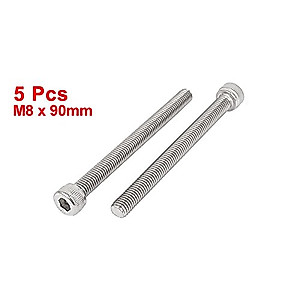 uxcell M8 x 90mm 1.25mm Pitch Stainless Steel Hex Socket Head Cap Screws 5pcs