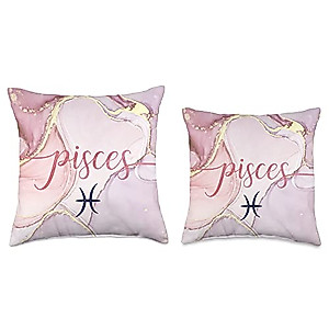Modern Horoscope Zodiac Signs for Men Women Pisces Star Zodiac Sign Constellation Astrology Black Throw Pillow, 18x18, Multicolor