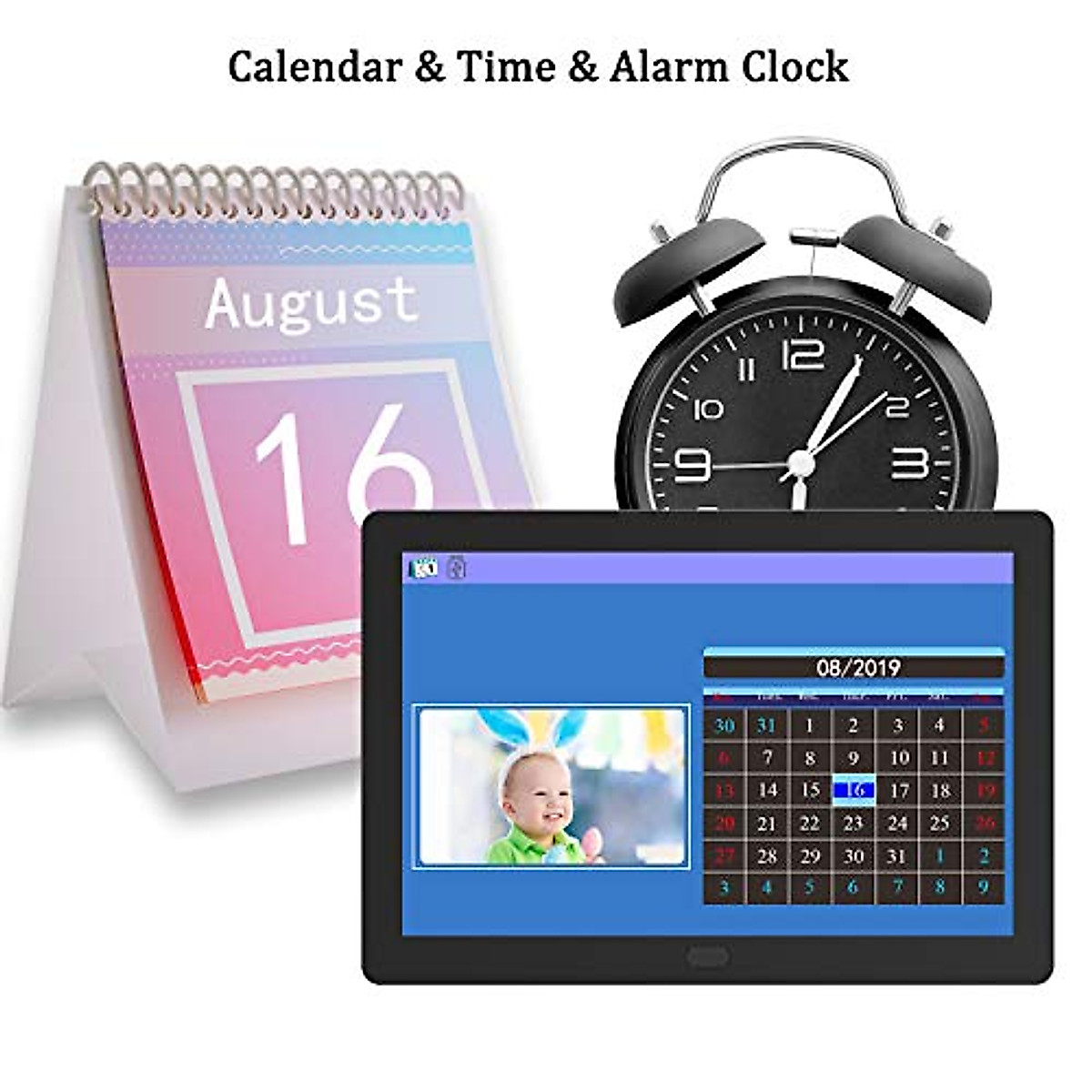 Digital Photo Frame with IPS Screen - Digital Picture Frame with 1080P Video, Music, Photo, Auto Rotate, Slide Show, Remote Control, Calendar, Time,1280x800, 16:9 (7 Inch Black)