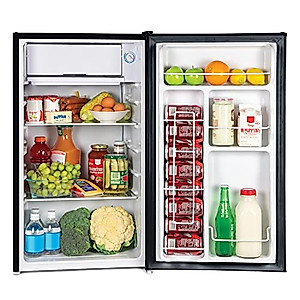 Igloo IRF32BK Single Door Compact Refrigerator with Freezer, Slide Out Glass Shelf, Perfect for Homes, Offices, Dorms, 3.2 Cu.ft