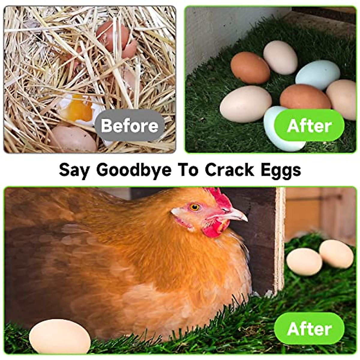 Vivnoon Chicken Nesting Box Pads, 9 Pack 12"x12" Artificial Grass Rug Synthetic Turf Mat for Chicken Coop Laying Box Grass Pads Pet Lawn Pads…