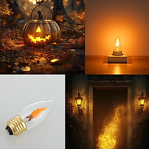 Sunaiony LED Flickering Light Bulbs E26 Flame Effect Bulb Standard Base, Fire Light Bulbs for Halloween Christmas Decoration, 2 Pack