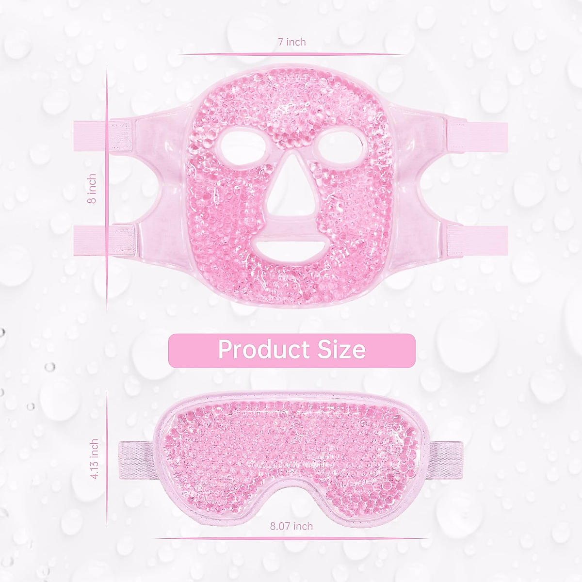 Face Eye Mask Ice Pack for Reducing Puffiness, Bags Under Eyes, Puffy Dark Circles, Migraine,Hot/Cold Pack with Soft Plush Backing (Pink-(1*Eye Mask+1*Face Mask))