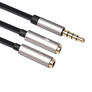 Goodliest Mic Audio Splitter Adapter Cable,3.5mm Splitter Male to Female Mic Headphone Phone Audio Adapter Charger Cable Grey