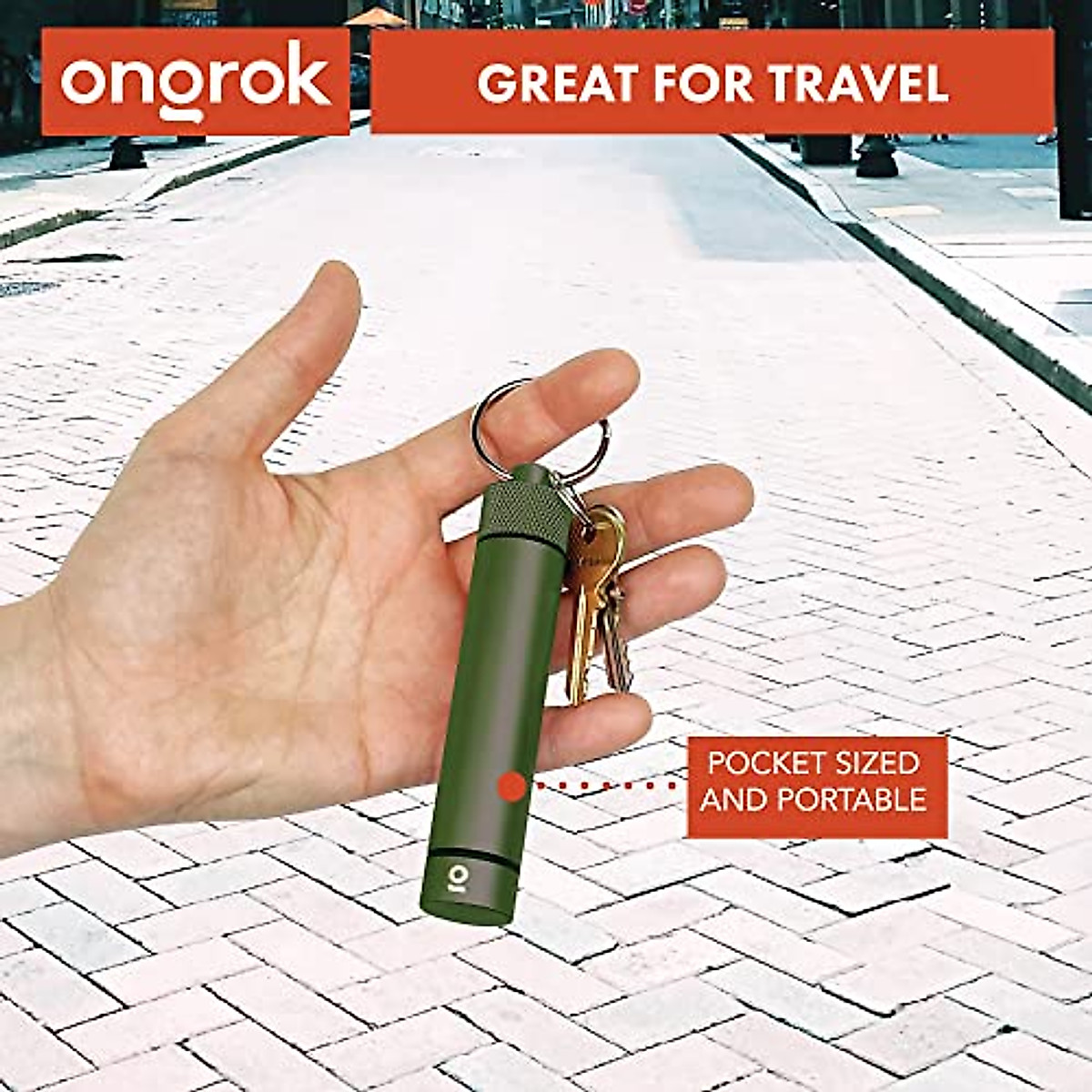 ONGROK Premium Storage Tube, Keychain, Pocket-Sized, Airtight, Aluminum Metal Holder and Case (Green)