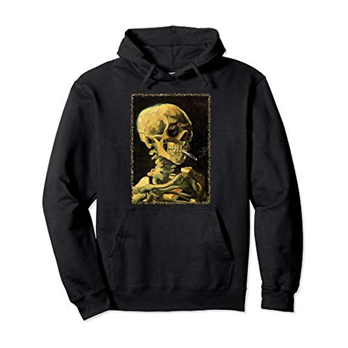 Skull of Skeleton with Burning Cigarette by Vincent van Gogh Pullover Hoodie