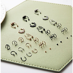 REVOLIA 24Pcs Faux Nose Ring Fake Septum Piercing Nose Cuff Fake Septum Ring Faux Lip Ear Ring Clip On Non Piercing Set B