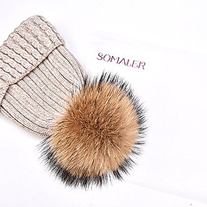 Real Raccoon Fox Fur Pompom with Button Big Fur Ball for Beanies DIY Fur Accessories