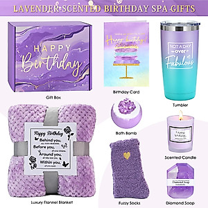 Birthday Gifts for Women Happy Birthday Purple Gifts for Women Birthday Unique Gift Baskets for Women Birthday Gift Sets for Women Birthday Box for Woman Friendship Mom Sister Best Friend Female Her