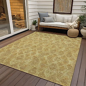 Addison Rugs Chantille ACN622 Gold 10' x 14' Indoor Outdoor Area Rug, Easy Clean, Machine Washable, Non Shedding, Bedroom, Living Room, Dining Room, Kitchen, Patio Rug