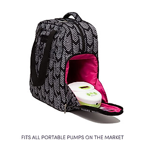 Sarah Wells Kelly Convertible Breast Pump Bag and Backpack with Carrying Handles - 1 Count (Pack of 1) - Black and White
