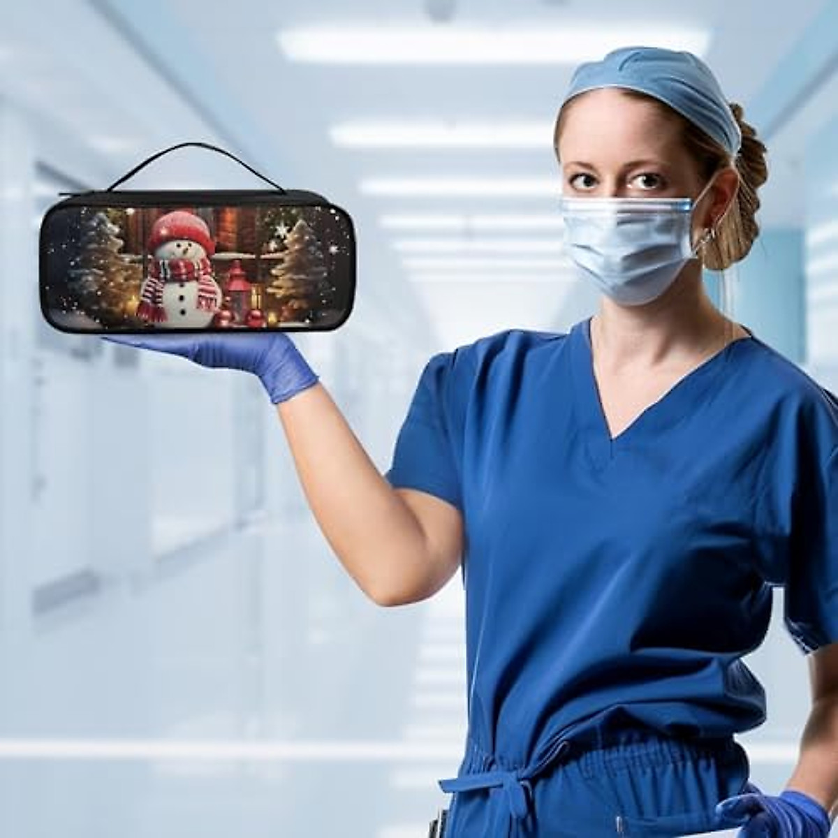 Rnyleeg Christmas Stethoscope Accessories Stethoscope Carrying Case Cute Snowman Print Stethoscope Bag Travel Holder Nurse Essential