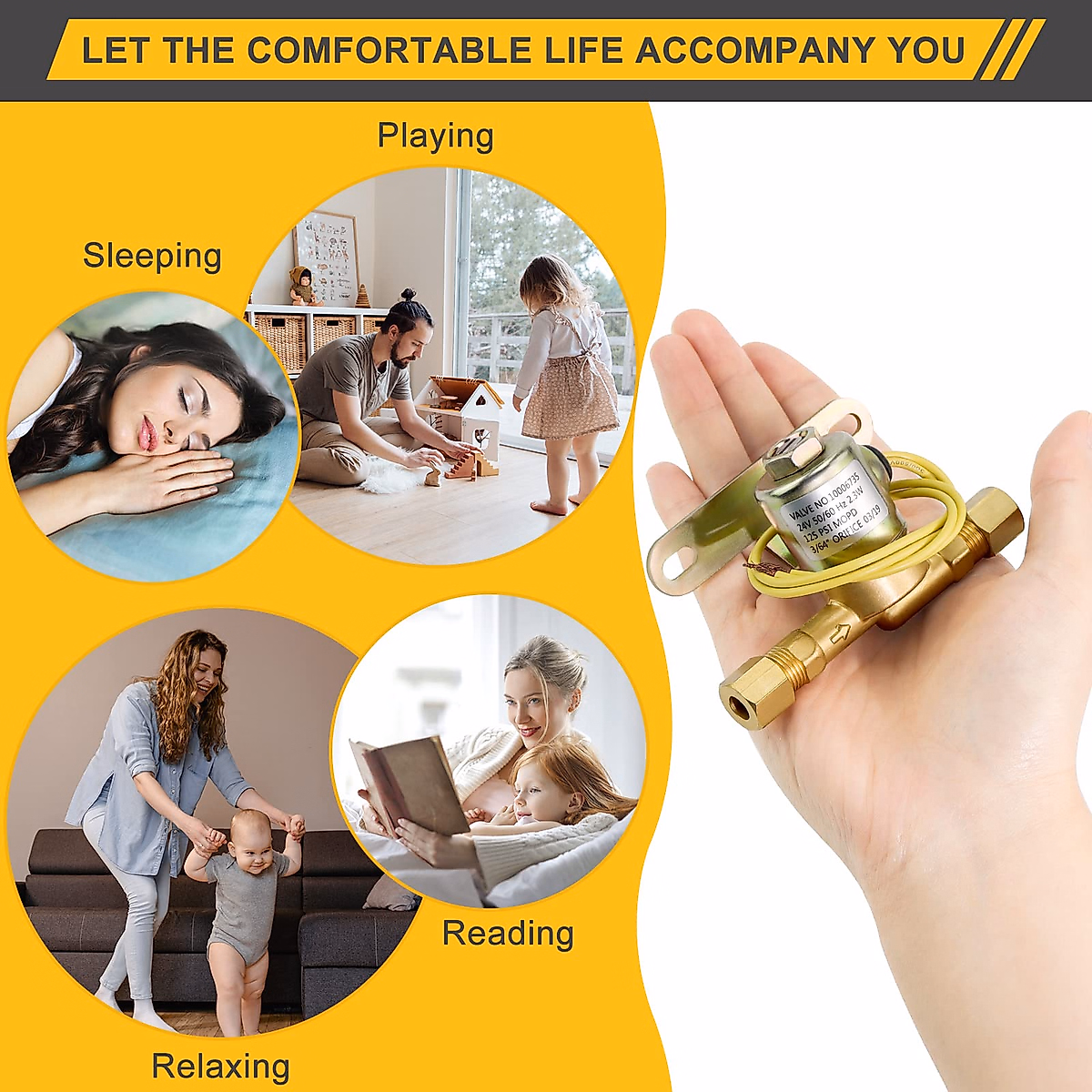 4040 Humidifier Solenoid Valve Replacement 24V,2.3W,60Hz Brass Humidifier Solenoid Valve Replace A2012-S118,B2035-S2,B2035-S5 Fit for A-prilaire Humidifier 400, 500, 600 and 700 series by Fetechmate