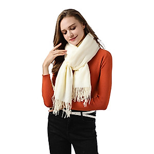 DOFOWORK Scarf for Women - Womens Scarf Pashmina Shawls and Wraps for Evening Dresses, Fashion Long Scarves, 78.7" x 27.5" - White