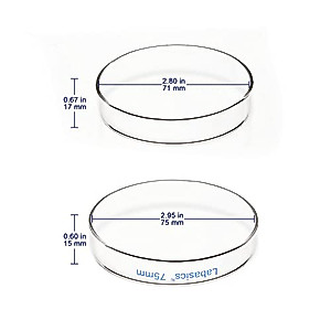 Labasics 10pk Glass Petri Dishes, 75x15 mm Autoclavable Borosilicate Glass Cell Culture Dishes Petri Dishes with Clear Lid for Laboratory