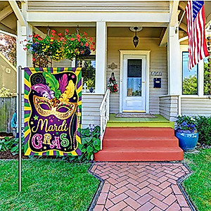Mardi Gras Decorations Garden Flag New Orleans Party Mardi Gras Hanging Garland for Home Outdoor Indoor Decor Double Sided（Pole Not Included）