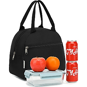 GYEUKHAM Lunch Bag Women, Lunch Box for Adult Men Kids Girls, Small Cute Lunchbox Tote Large Capacity Insulated Lunch Container Cooler for Work School Picnic Travel, Black