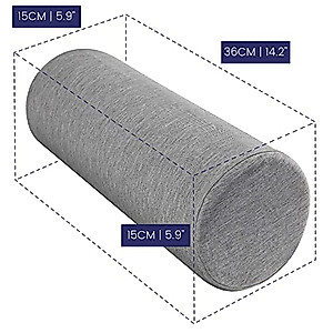 DYNMC you Neck Bolster Pillow Roll with Removable Washable Oeko-TEX Cover - Ultra Comfortable with Memory Foam Core, Round Pillow for Lower Back, Knees, & Neck Support Cylinder Pillows, Grey