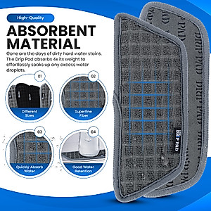 THE DRiP PAD - Refrigerator Drip Catcher for Water Tray, Protects Ice and Water Dispenser Pan From Spills, Mineral Build-Up and Water Splatter (2 pack, Grey) (Rectangular)