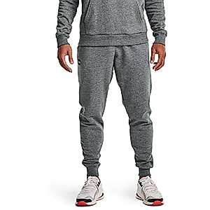 Under Armour mens Rival Fleece Joggers , Pitch Gray Light Heather (012)/Onyx White , Large