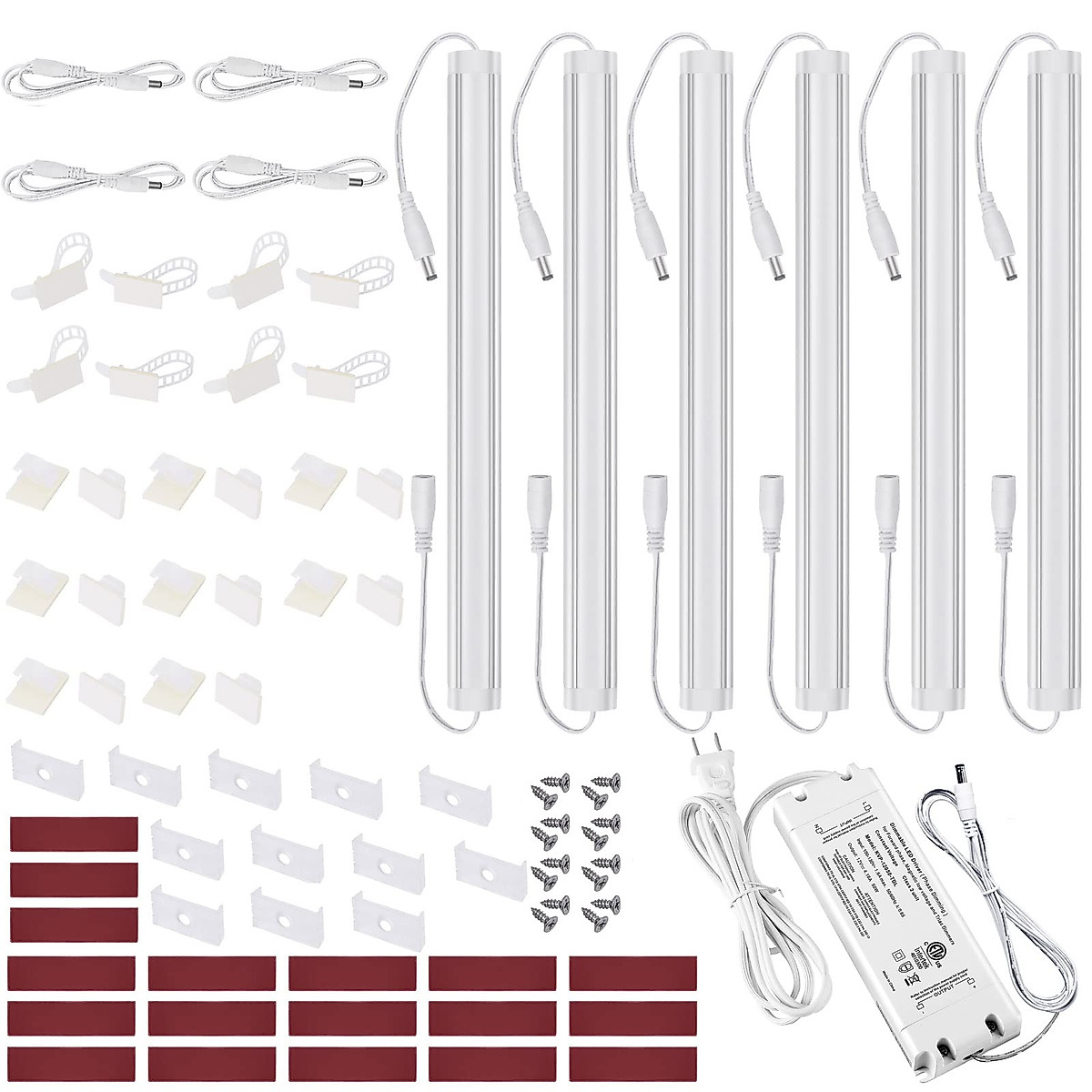 Litever Under Cabinet LED Lights Kit Dimmable by AC in-Wall Dimmer. Plug or Direct Wire LED Driver. Super Bright Linkable Lighting Strip for Kitchen Cabinets Counter. 35W 2000 Lumen. Warm White 3000K