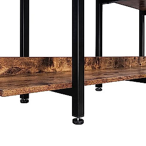 SmallCock 5 Tier Bookcase Home Office Open Bookshelf, Vintage Industrial Style Shelf with Metal Frame (Brown)