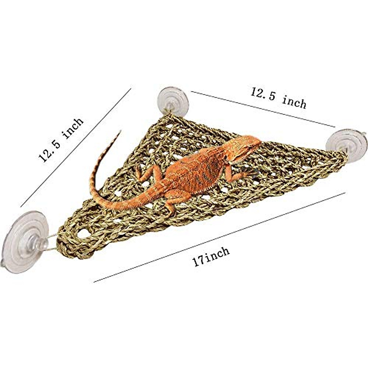warmgone Bearded Dragon Hammock Lizard Lounger,100% Natural Seagrass Fibers for Reptiles,Geckos,Anoles,Iguanas,Hermit Crabs and Snakes,Triangular 12.5 x 17 inches