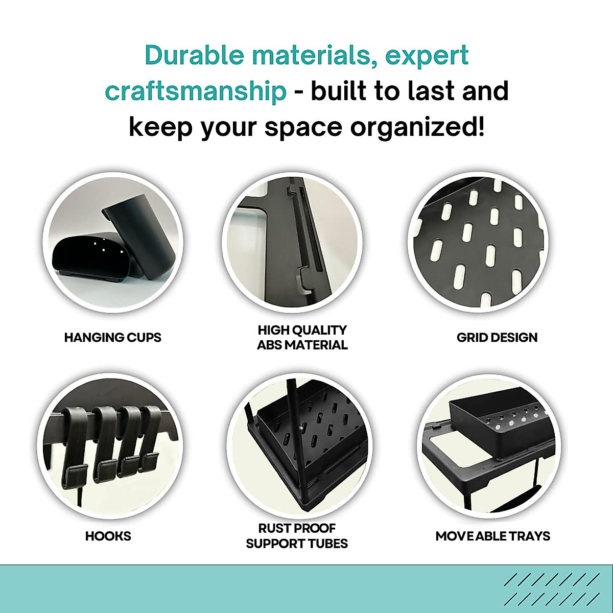 THE DWELLERY Under kitchen sink organizers and storage, 2 Pack under the sink organizer with hooks & Hanging Cup, 2 Tier Large Capacity under sink organizers and storage pull out drawers (Black) (2)