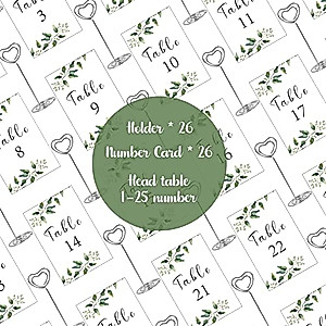Ayfjovs 26 Pieces Wedding Table Numbers Holders with Cards(1-25 + Head Table) Double Sided Table Numbers for Wedding Reception, Baby Shower, Bridal Party 4x6 Inch
