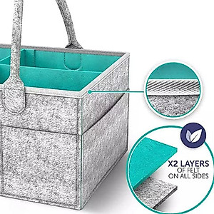 Baby Diaper Caddy Nursery Storage Bin and Car Organizer for Diapers and Baby Wipes Grey
