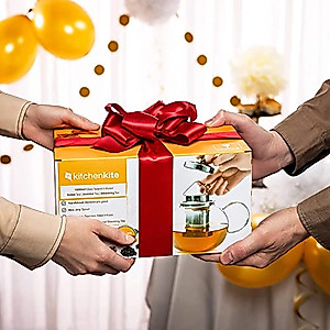 Glass Teapot with Infuser- Glass Tea Kettle for Stove Top with Removable Stainless Steel Strainer, Microwave & Dishwasher Safe, Tea Pot with Blooming, Loose Leaf Tea Sampler, Tea Diffuser & Tea Maker