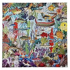eeBoo: Piece and Love Gems and Fish 1000 Piece Square Jigsaw Puzzle, Sturdy Puzzle Pieces, A Cooperative Activity with Friends and Family