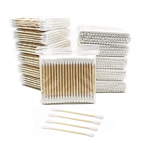 Cotton Swabs with Wooden Sticks/Double Tipped Natural Bamboo Cotton Buds 900pcs