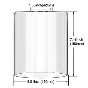Clear Glass Floor Lamp Shade Replacement Modern Style Transparent Lampshades Light Fixture Shade, 7.48'' Height, 5.9'' Diameter, for MAXvolador Floor Lamp
