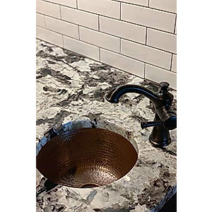 Premier Copper Products BR12DB2 12-inch Round Hammered Copper Bar Sink with 2-inch Drain Opening